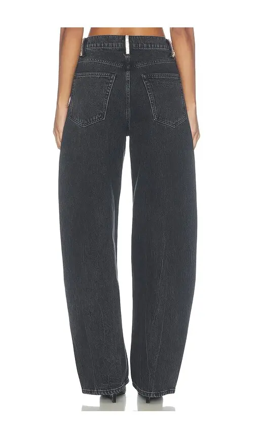 Alexander Wang Float Mid Rise Relaxed Jeans With Crystal Beltloops In Black - Grey Aged