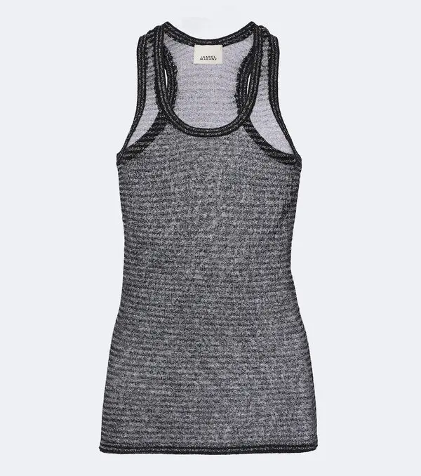 Isabel Marant Étoile Cevara Semi-sheer Striped Lurex® Tank Top - Black