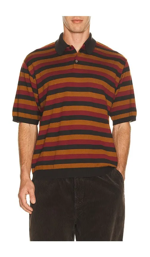 VOWELS Long Sleeve Knitted Stripe Polo