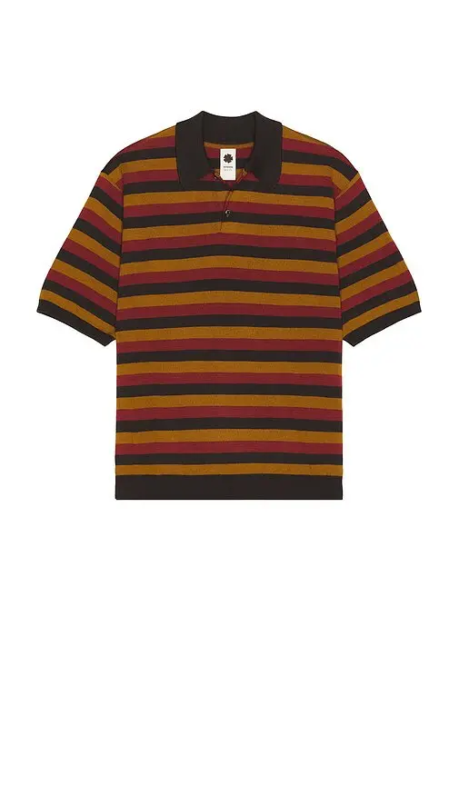 VOWELS Long Sleeve Knitted Stripe Polo