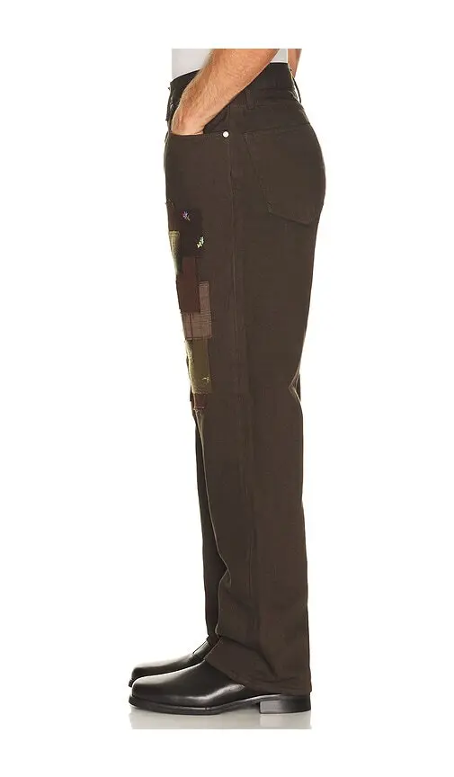 VOWELS Straight Denim Jeans In Brown