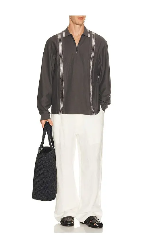 PALMES Panel Long Sleeve Zip Polo
