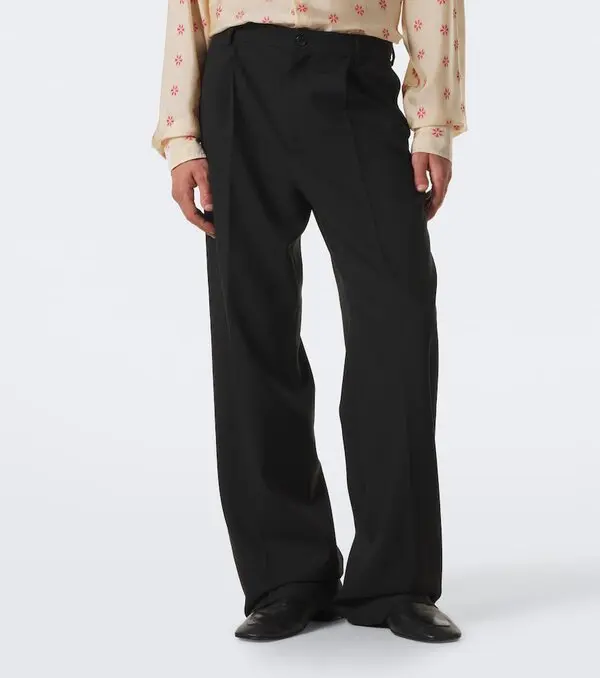 Dries Van Noten Pleated Wool Wide-leg Pants