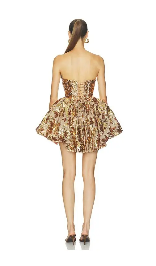 BRONX BANCO Strapless Sequin Mini Dress In Metallic