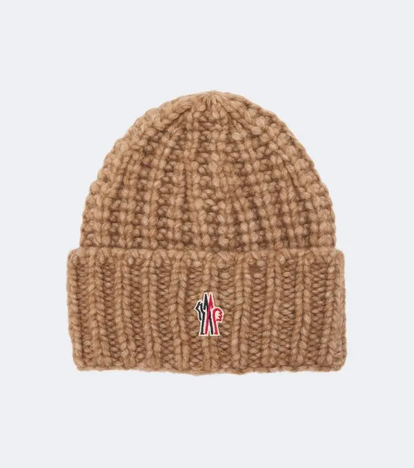 Moncler Logo Alpaca And Wool-blend Beanie - Brown