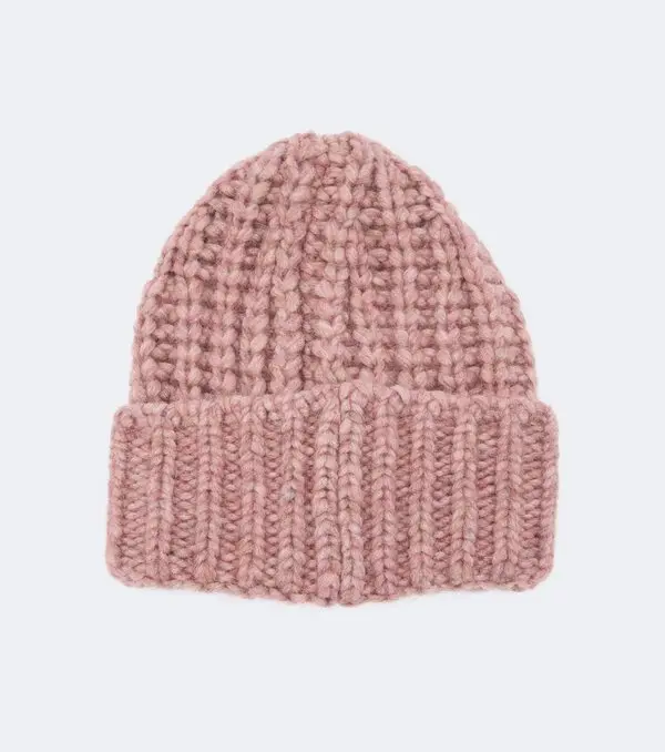 Moncler Logo Alpaca And Wool-blend Beanie - Pink