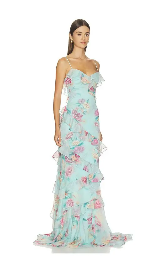 PatBO Flora Mist Long Dress In Baby