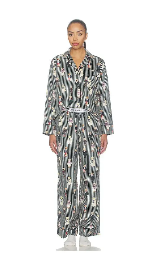 Polo Ralph Lauren Sleep Bear Pant Set In Charcoal
