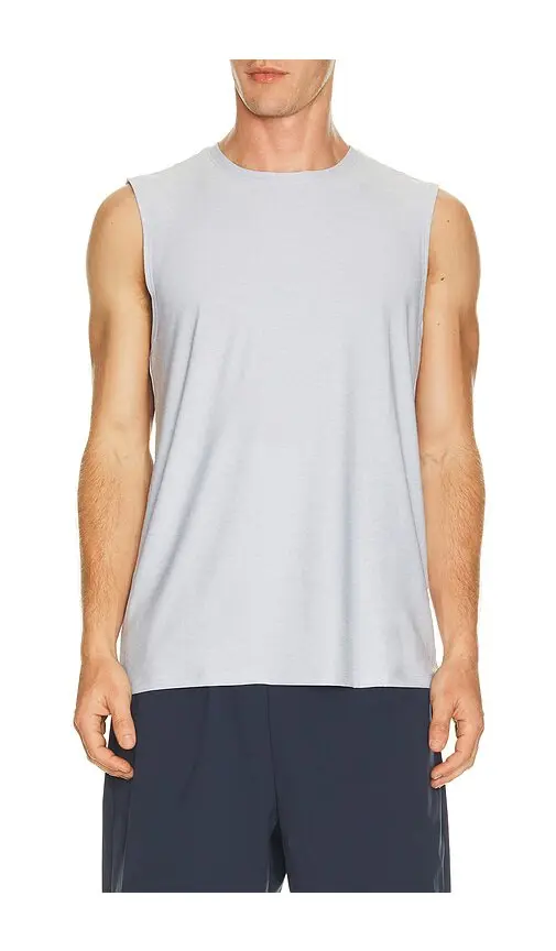 Beyond Yoga Featherweight Freeflo Muscle Tank 2.0 In Blue - Cloud Drift Heather