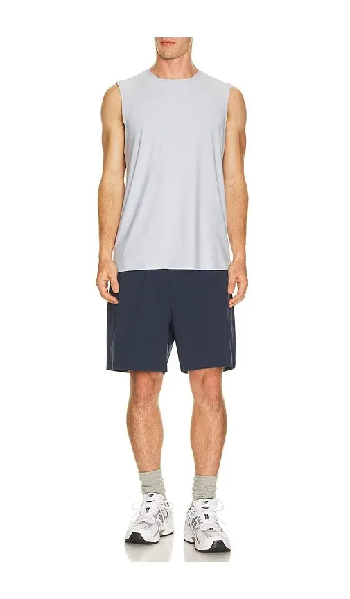 Beyond Yoga Featherweight Freeflo Muscle Tank 2.0 In Blue - Cloud Drift Heather