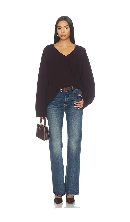FRAME The Cashmere Relaxed V Sweater In Mauve