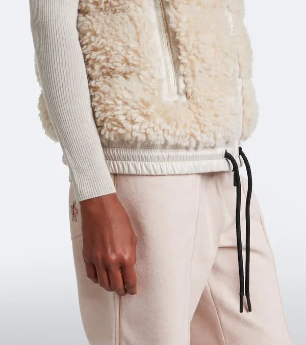 Moncler Hooded Teddy Down Vest - Beige