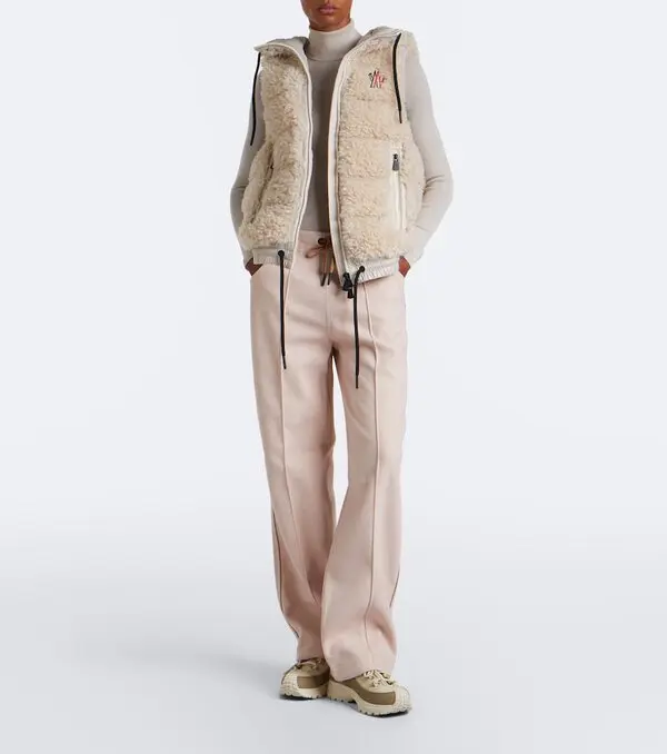 Moncler Hooded Teddy Down Vest - Beige