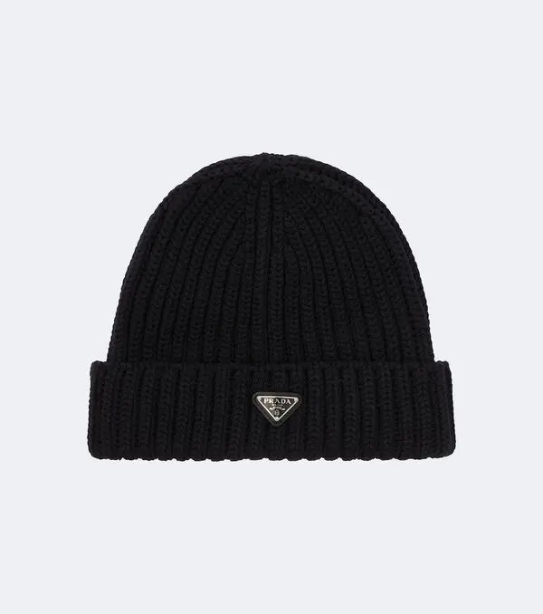 Prada Logo Virgin Wool Beanie