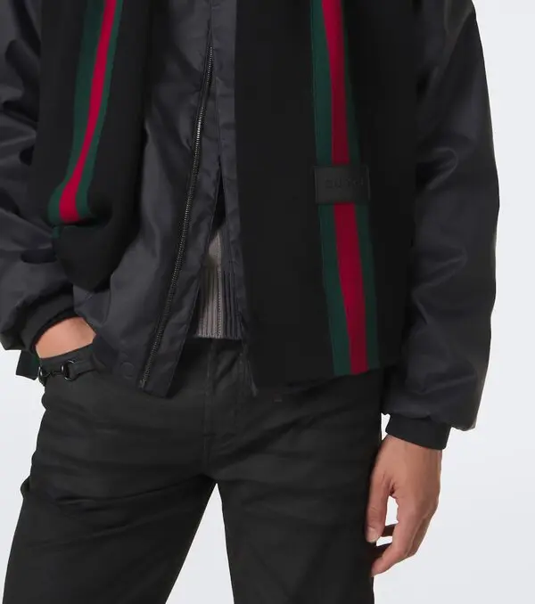 Gucci Web Stripe Wool Scarf