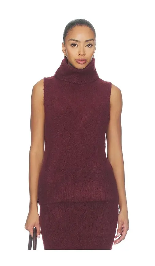 SNDYS. X Winnie Sleevless Knit Top In Wine - Cherry