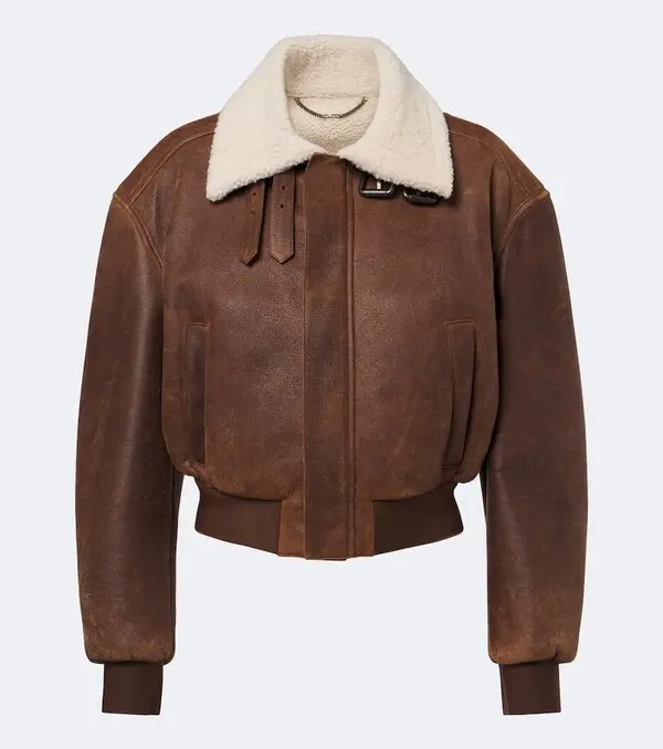 Gucci Shearling-trimmed Leather Blouson Jacket