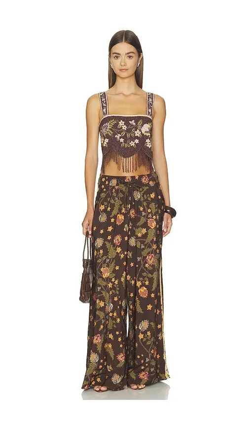 Agua Bendita Aida Crop-top In Brown