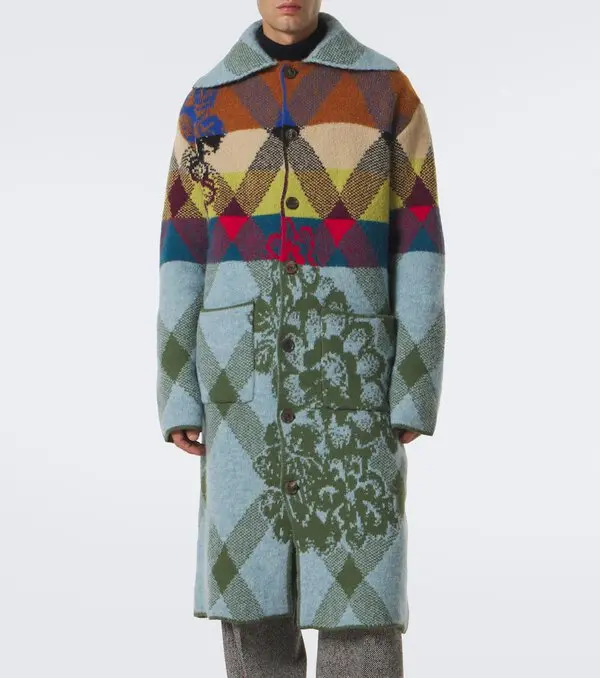 Dries Van Noten Patchwork Wool And Alpaca-blend Long Cardigan - Multicoloured