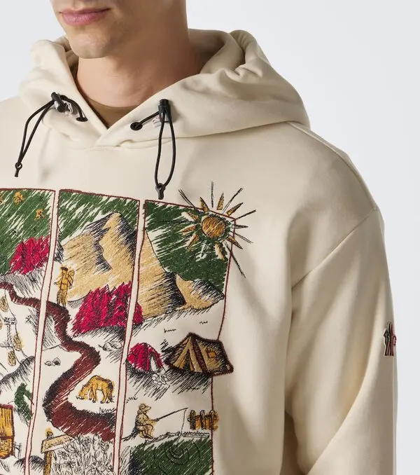 Moncler Printed Cotton-blend Jersey Hoodie