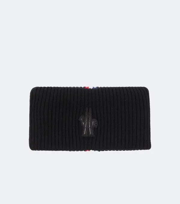 Moncler Logo Ribbed-knit Virgin Wool Snood - Black