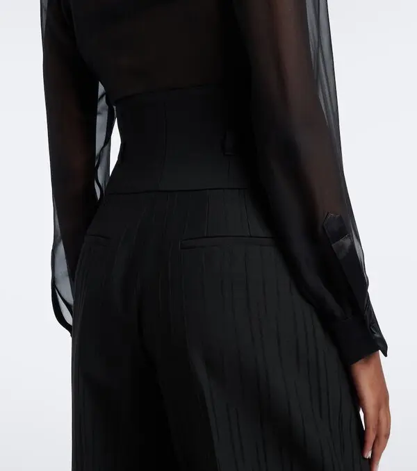 Dolce & Gabbana Pinstripe Virgin Wool Wide-leg Pants