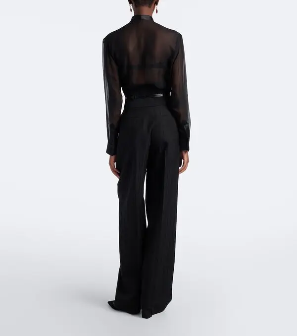 Dolce & Gabbana Pinstripe Virgin Wool Wide-leg Pants