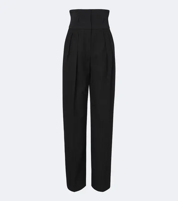 Dolce & Gabbana Pinstripe Virgin Wool Wide-leg Pants - Black