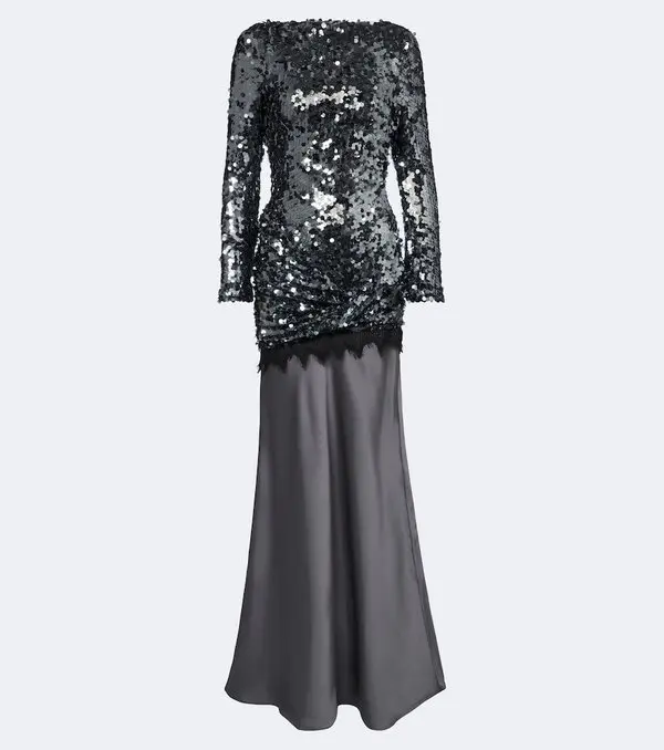 Christopher Esber Lace-trimmed Sequined Paneled Gown