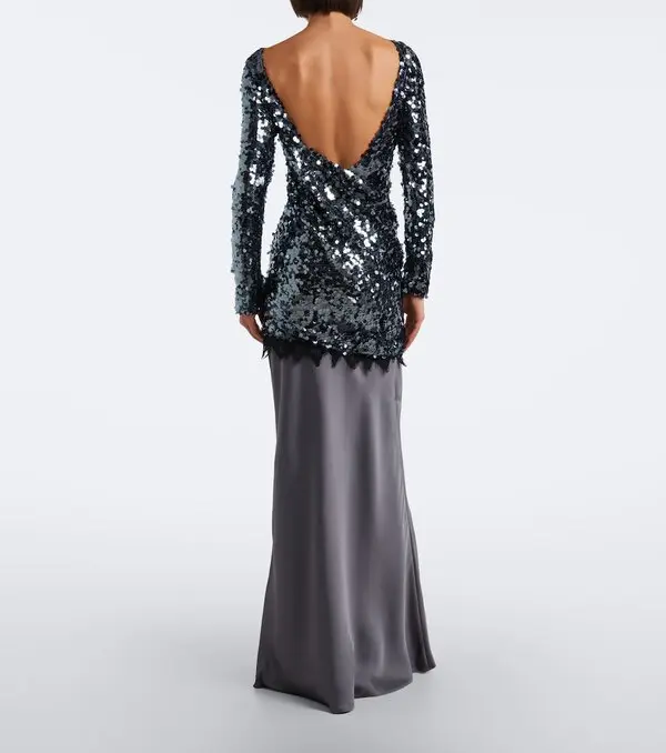 Christopher Esber Lace-trimmed Sequined Paneled Gown