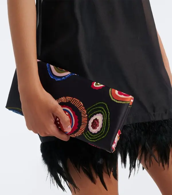 Staud Muse Small Embellished Satin Clutch