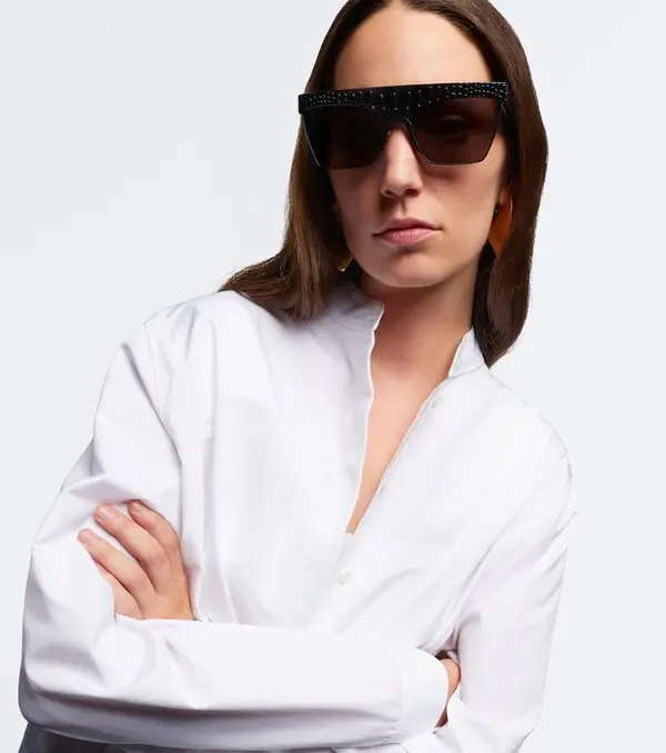 Alaïa Croc-effect Flat-top Sunglasses