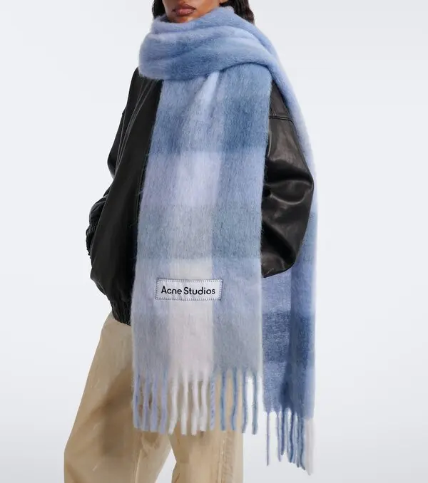 Acne Studios Checked Alpaca, Wool, And Mohair-blend Scarf