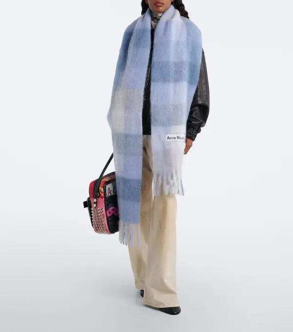 Acne Studios Checked Alpaca, Wool, And Mohair-blend Scarf