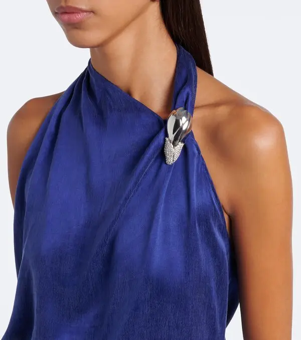 JACQUES WEI Asymmetric Embellished Halterneck Top