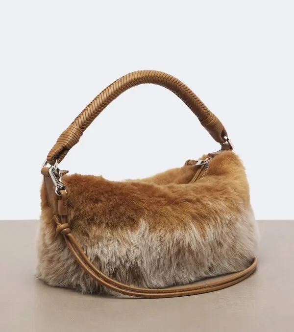 Loewe Cala Mini Shearling Top-handle Bag
