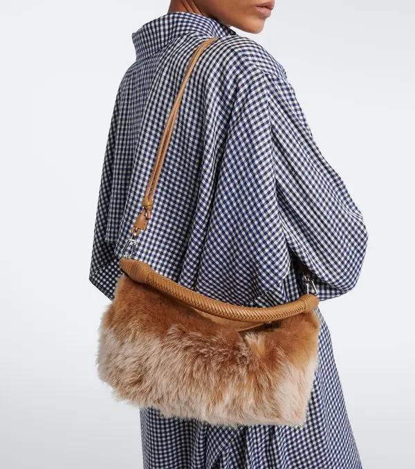 Loewe Cala Mini Shearling Top-handle Bag