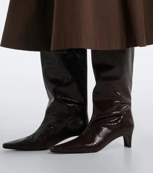 Staud Wally Snake-print Leather Knee-high Boots