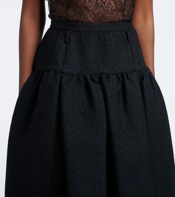 Dolce & Gabbana Gathered Wool And Silk-blend Midi Skirt