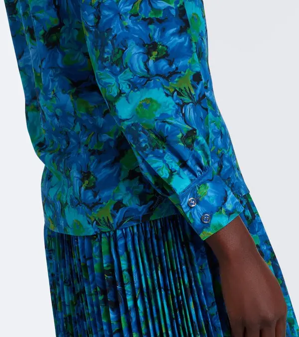 Gucci Floral Silk Georgette Blouse - Blue