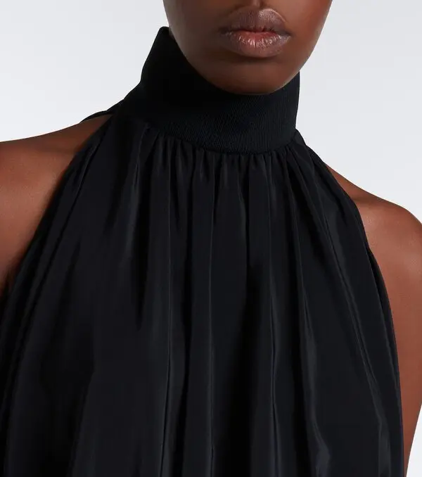 Sportmax Draped Halterneck Silk Satin Top