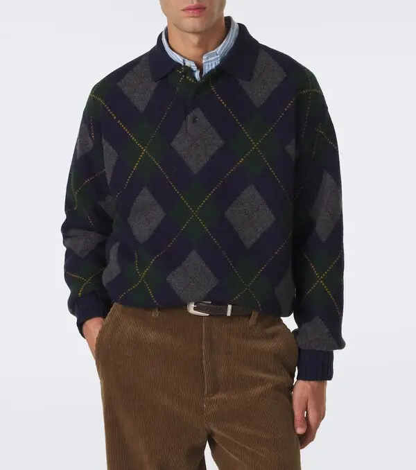 Polo Ralph Lauren Argyle Wool And Mohair Polo Sweater
