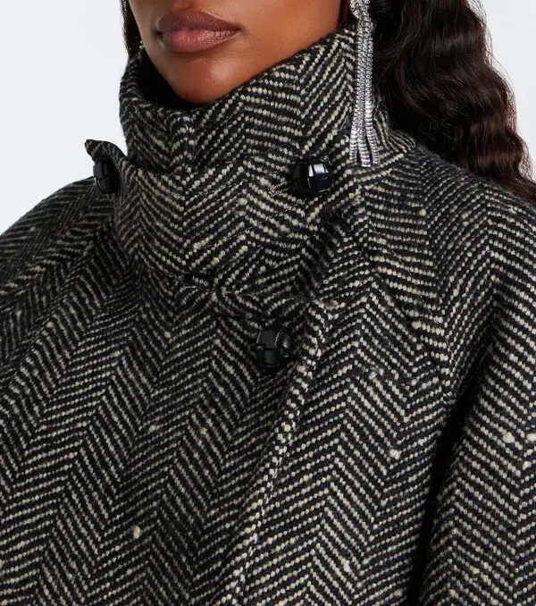 Isabel Marant Étoile Elvane Herringbone Wool Peacoat - Black