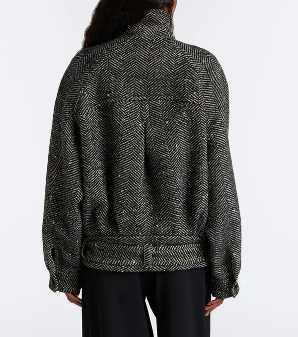 Isabel Marant Étoile Elvane Herringbone Wool Peacoat - Black