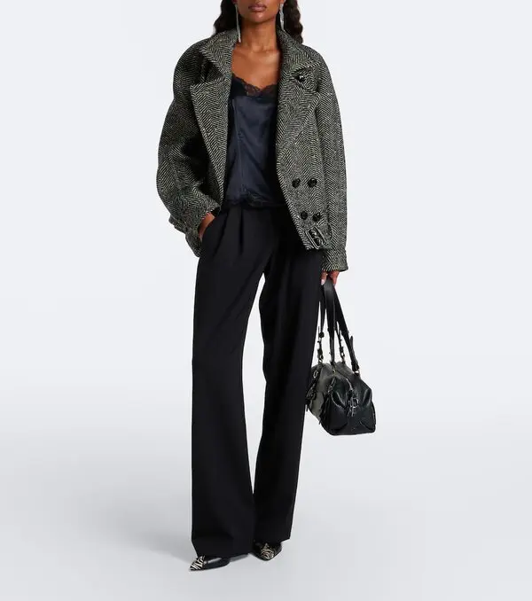 Isabel Marant Étoile Elvane Herringbone Wool Peacoat - Black