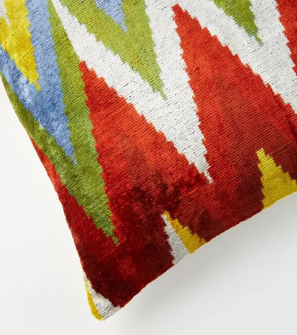 LES-OTTOMANS Printed Silk And Cotton Velvet Cushion - Multicoloured