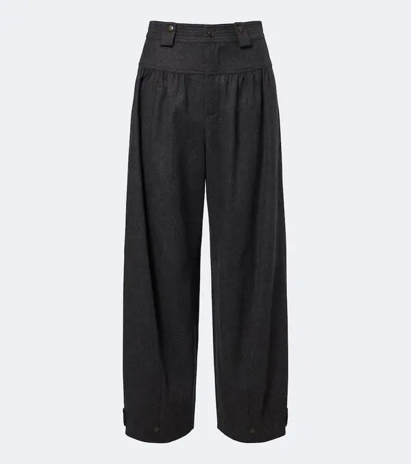 Chloé Wool And Cashmere Flannel Barrel-leg Pants
