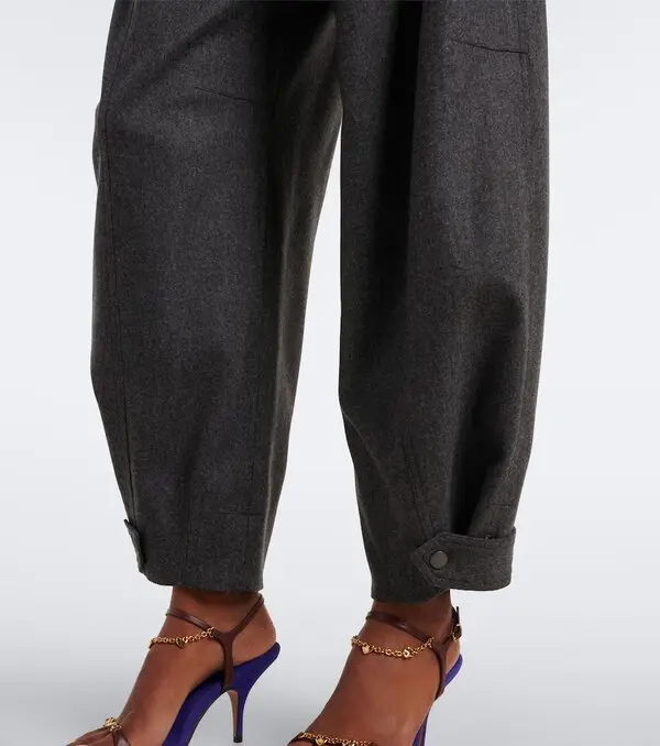 Chloé Wool And Cashmere Flannel Barrel-leg Pants