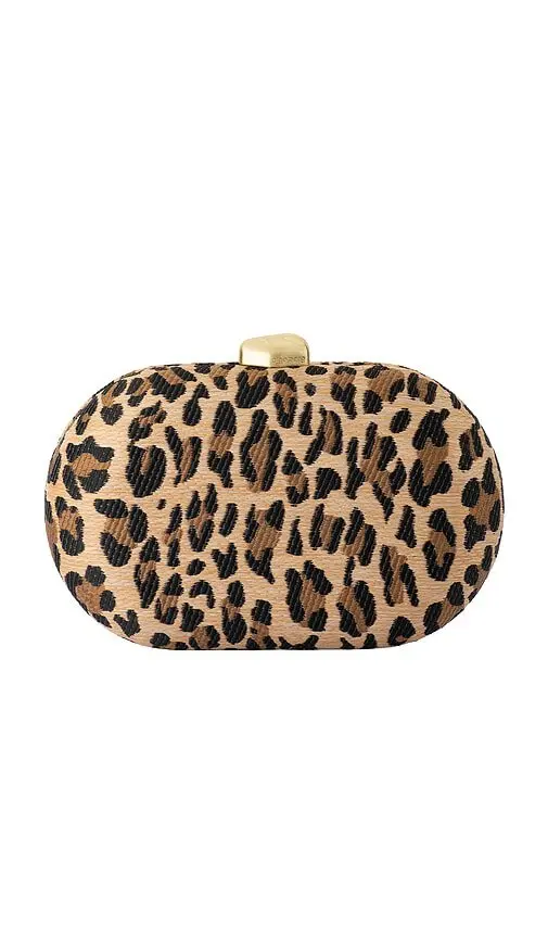 OLGA BERG Giselle Woven Clutch In Brown - Leopard