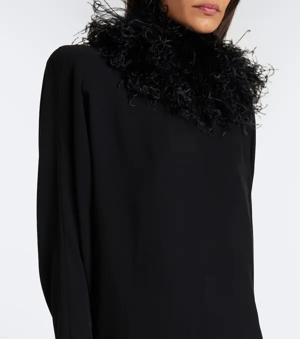 Valentino Garavani Feather-trimmed Silk Georgette Minidress